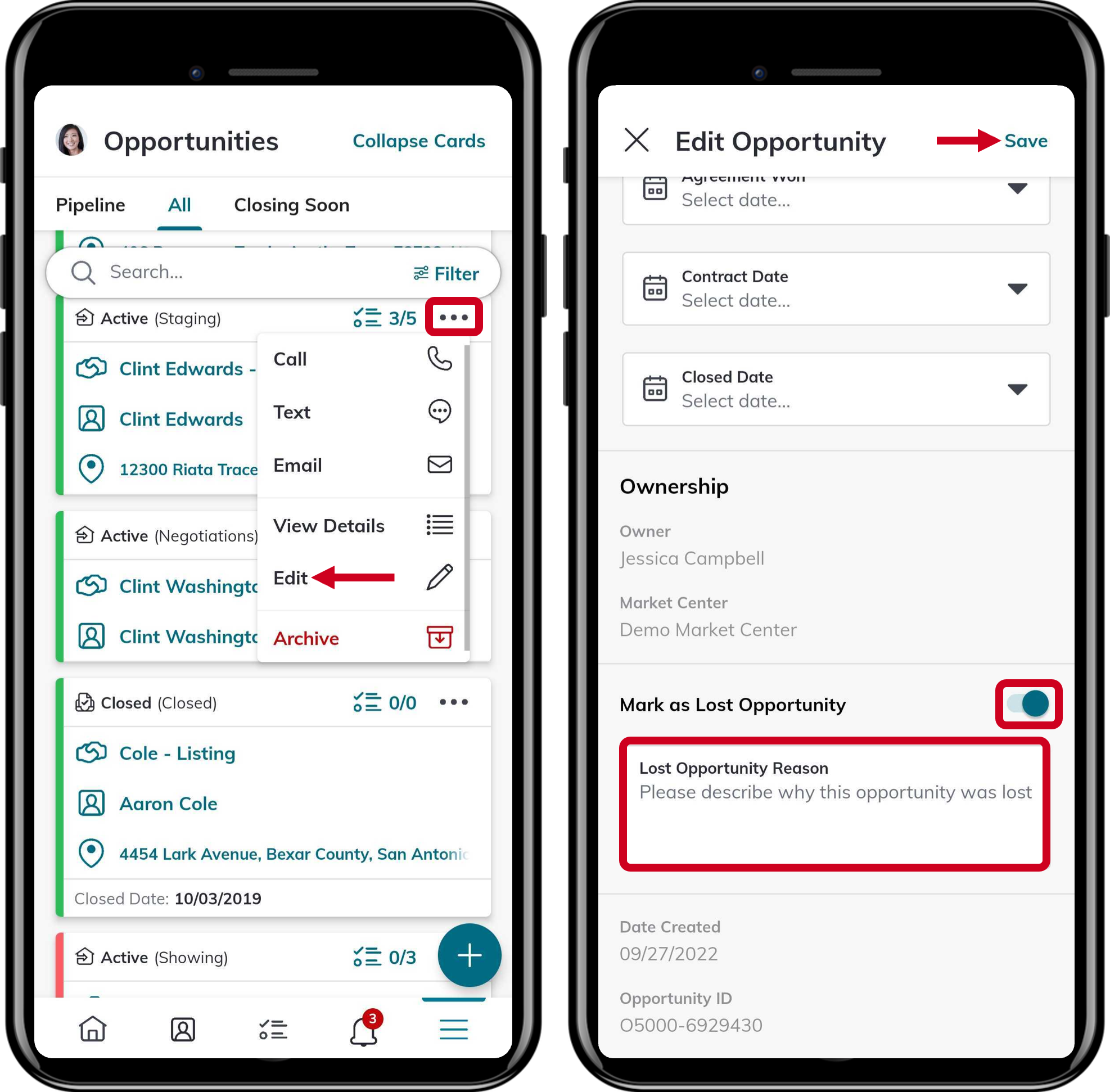 Mark an Opportunity as Lost or Archive an Opportunity with the Command ...