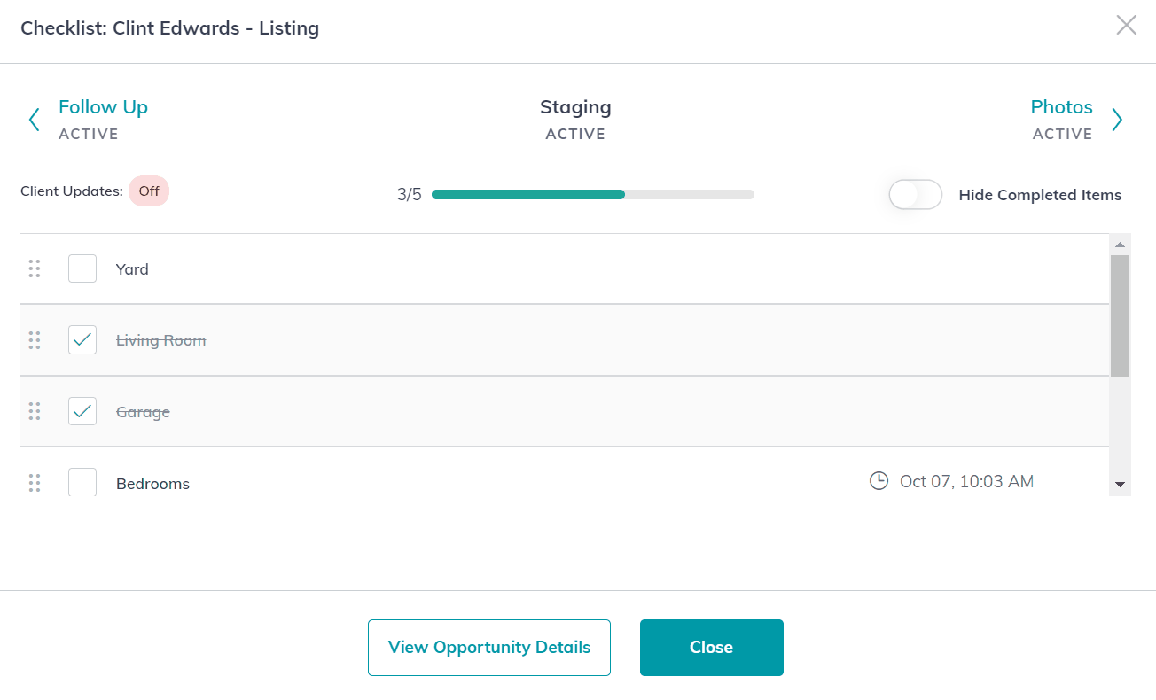 Manage Task Checklist Items in a Specific Opportunity – KW Answers