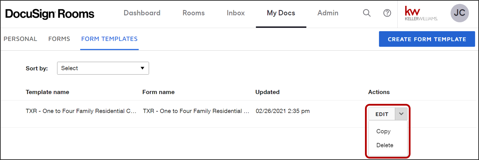 Create a Static Data Form Template in DocuSign Rooms – KW Answers