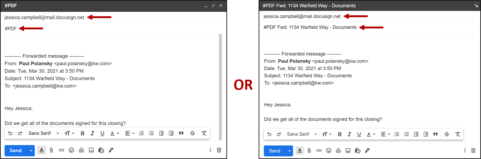 Email Documents or Email Communication to Your DocuSign Account – KW ...