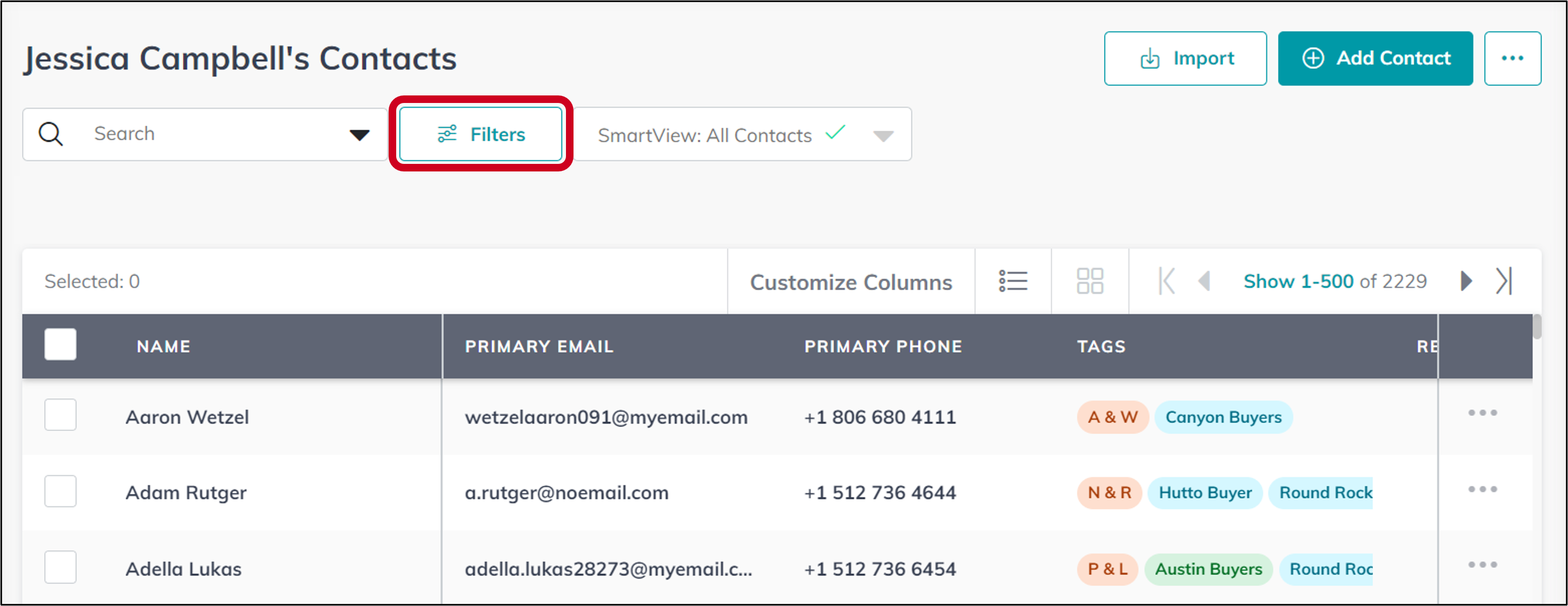 Customize Columns Use Filters And Create Smartviews In Contacts Kw Answers