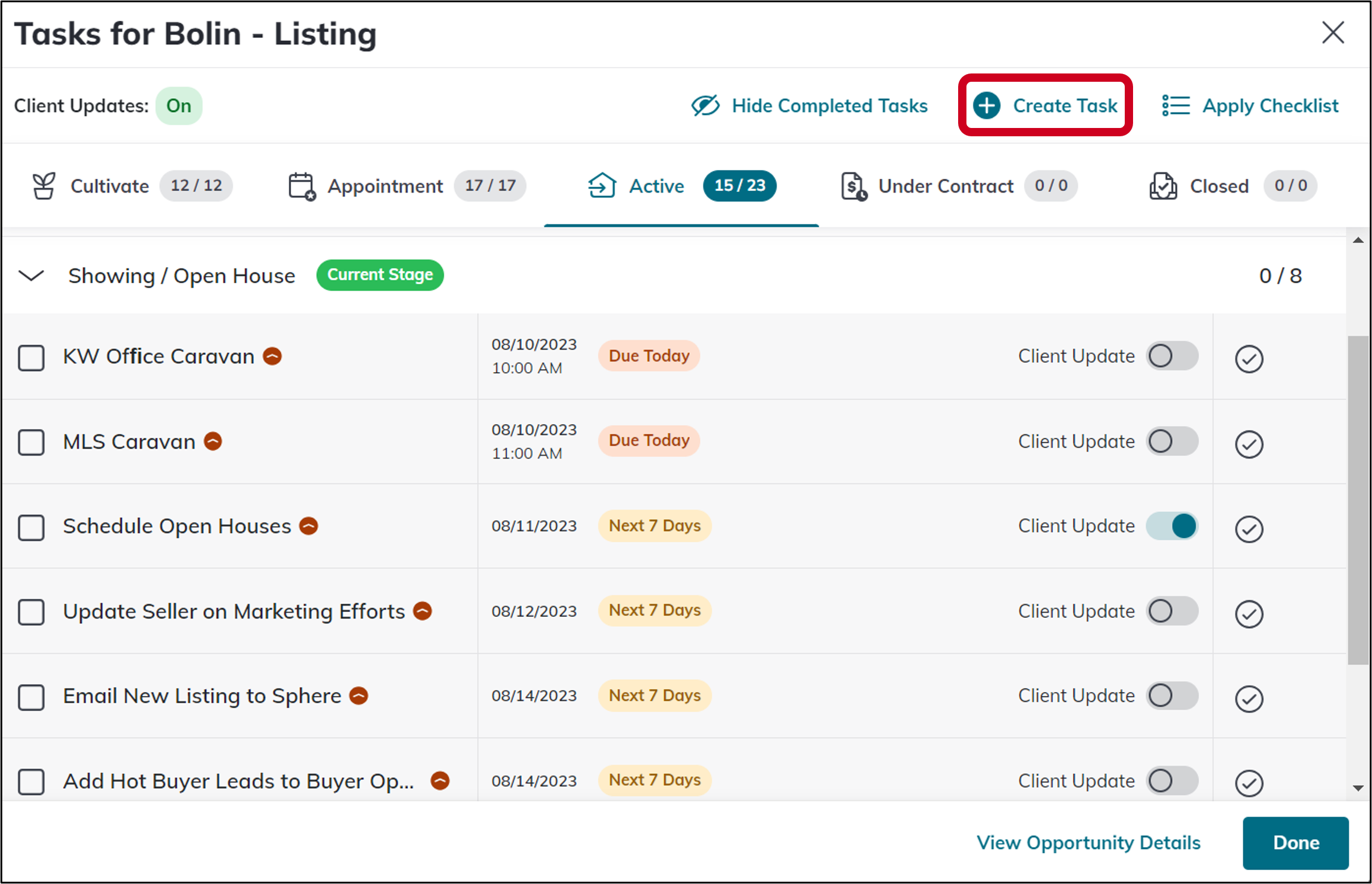 Manage Task Checklist Items in a Specific Opportunity – KW Answers