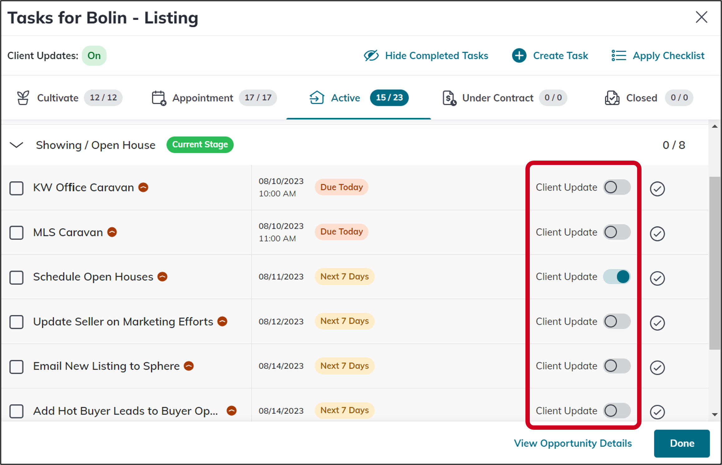 Manage Task Checklist Items in a Specific Opportunity – KW Answers