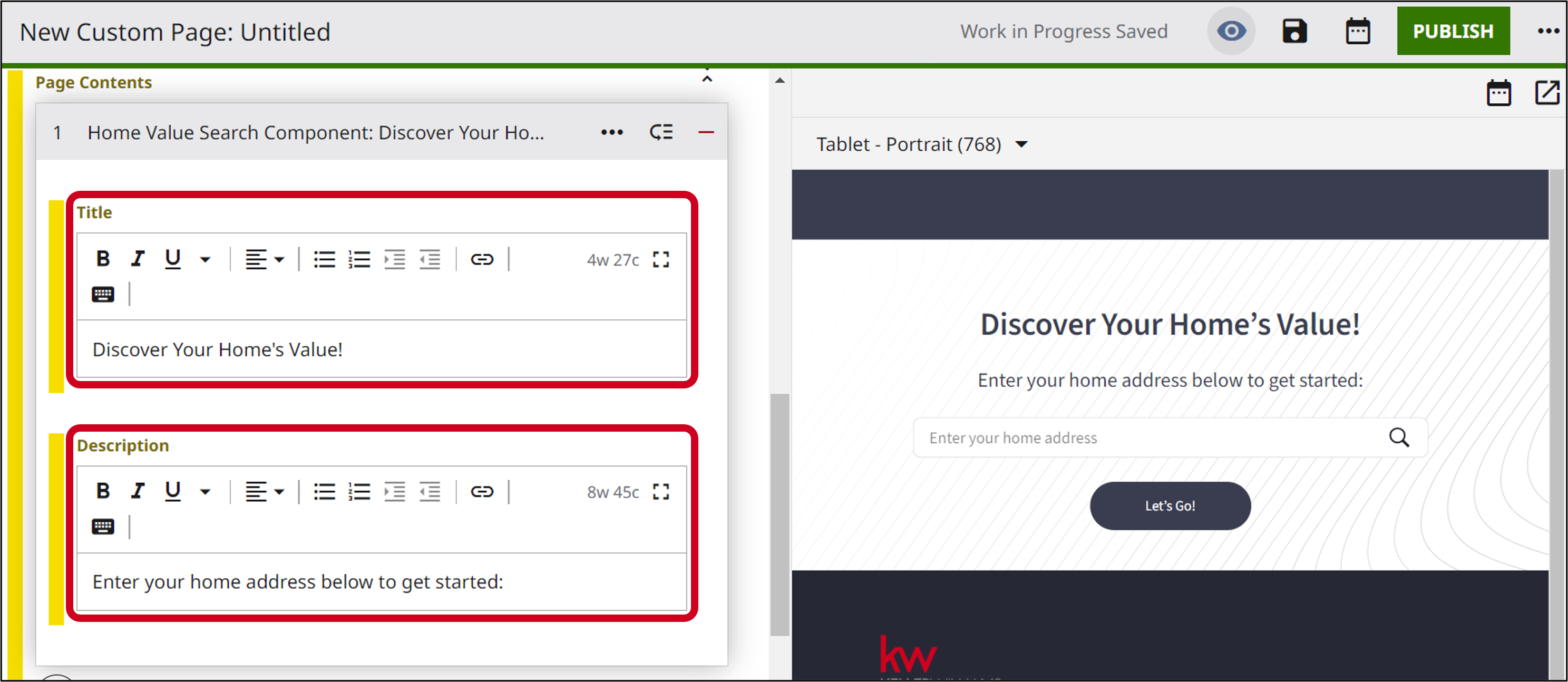 Configure Custom Modules for a Custom/Landing Page (Expert Mode) – KW Answers