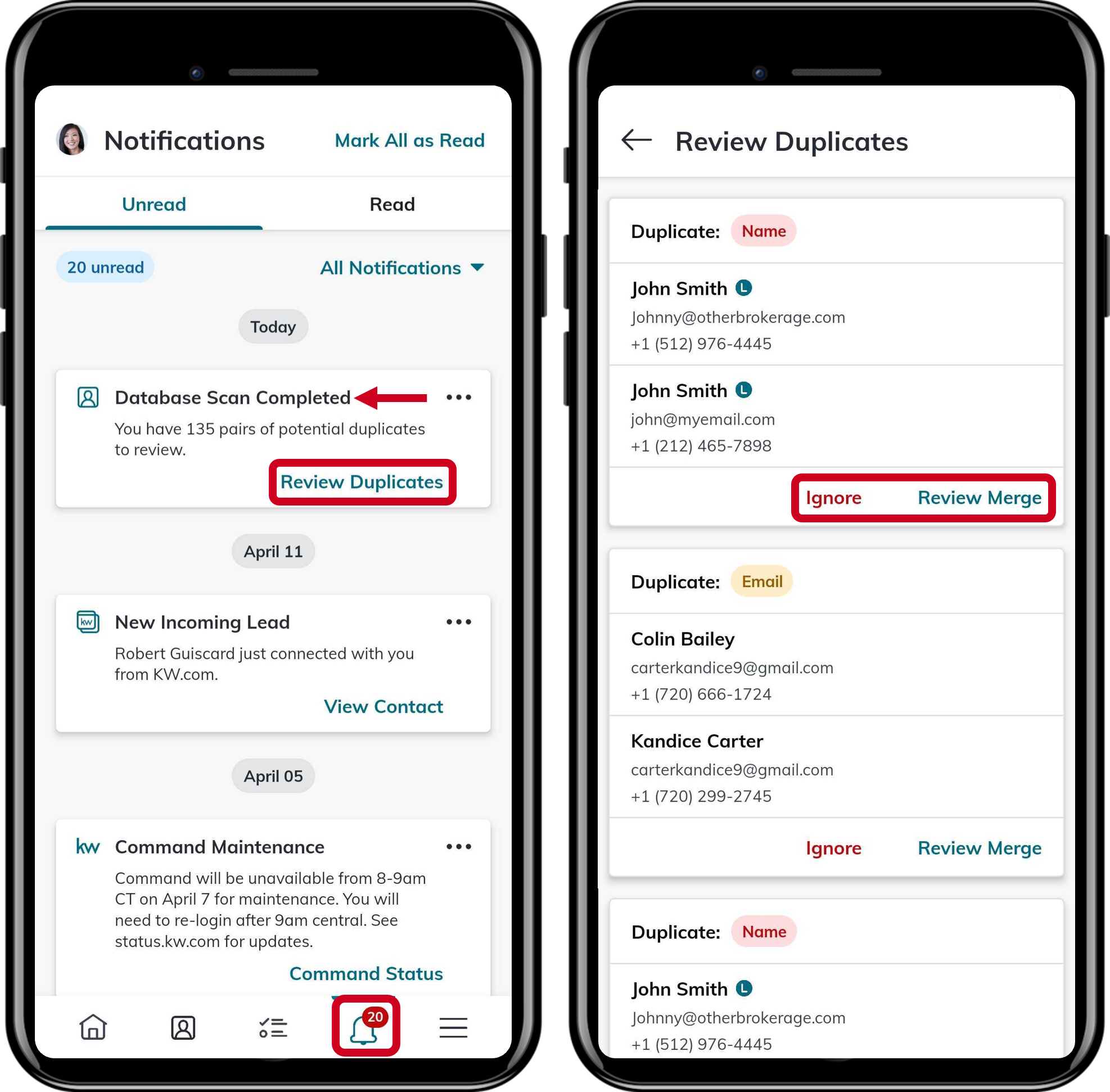 Identify And Merge Duplicate Contacts Using The Command App Kw Answers