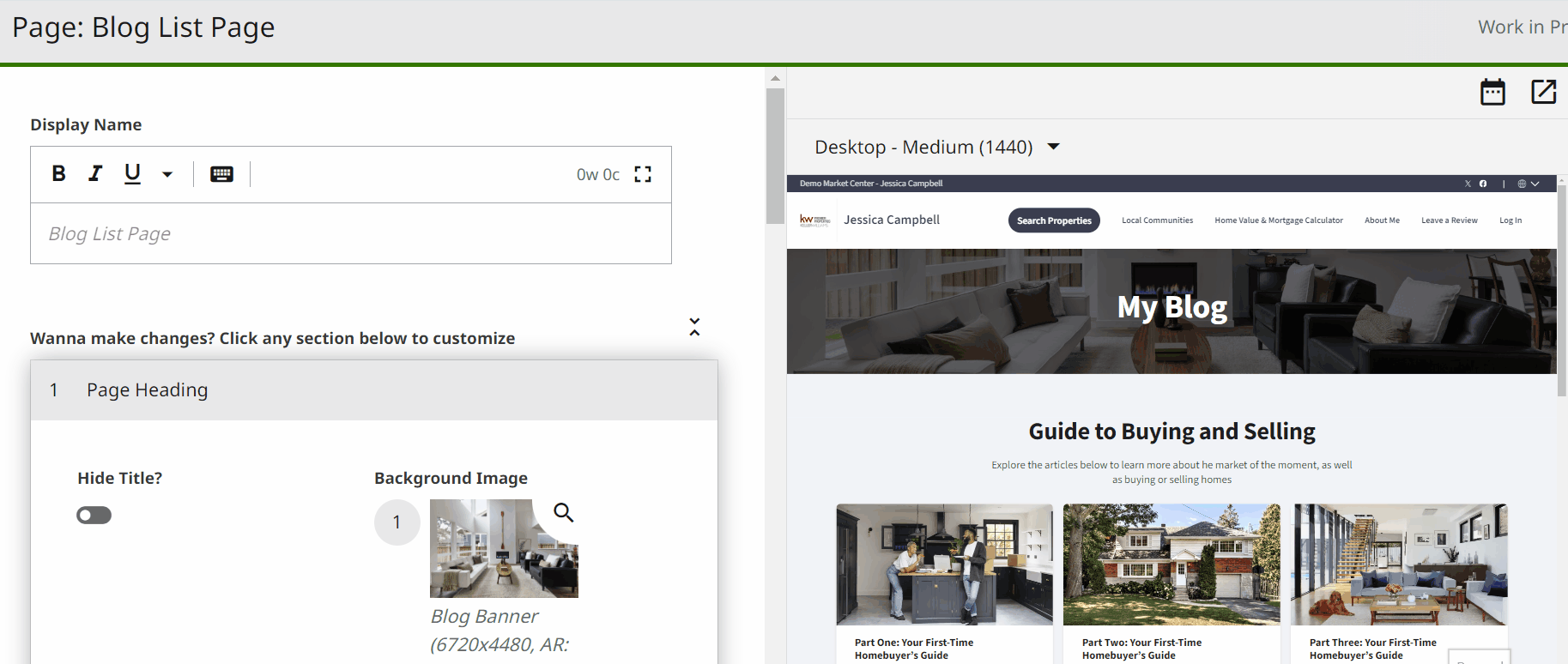 Edit the Blog Page of Your KW Agent or Team Site (Expert Mode) – KW Answers