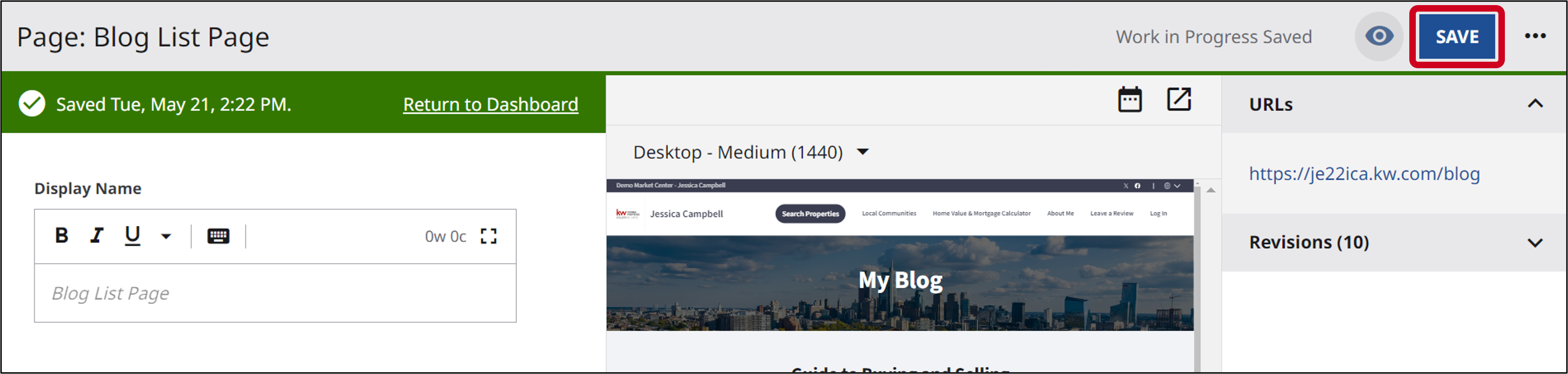 Edit the Blog Page of Your KW Agent or Team Site (Expert Mode) – KW Answers