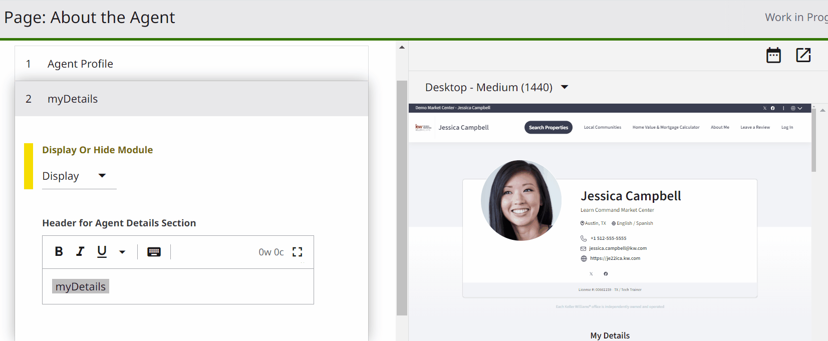 Edit the About Me Page on Your KW Agent Site (Expert Mode) – KW Answers