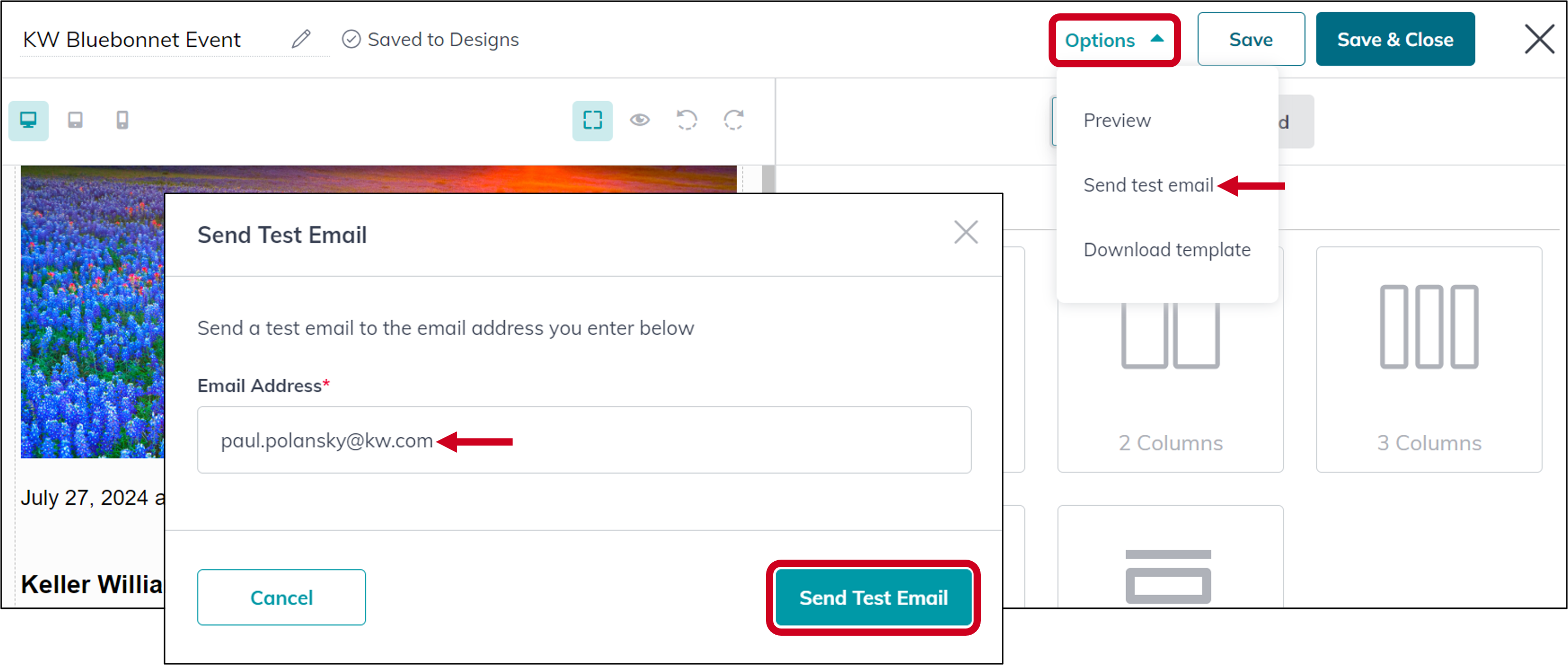 Create an Email Design in Command – KW Answers