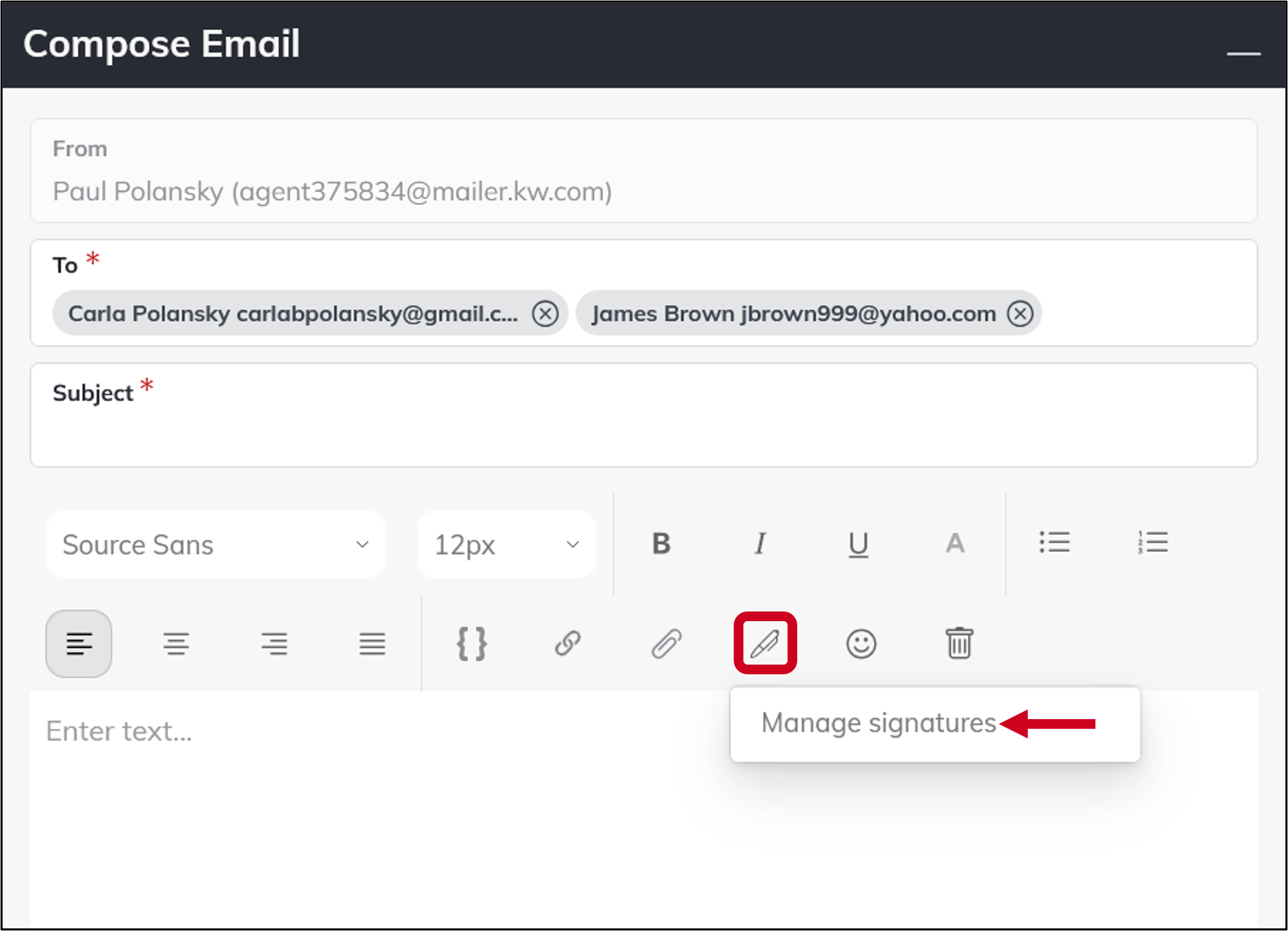 Create and Manage Signatures for Sending One-Off Emails in Command – KW Answers