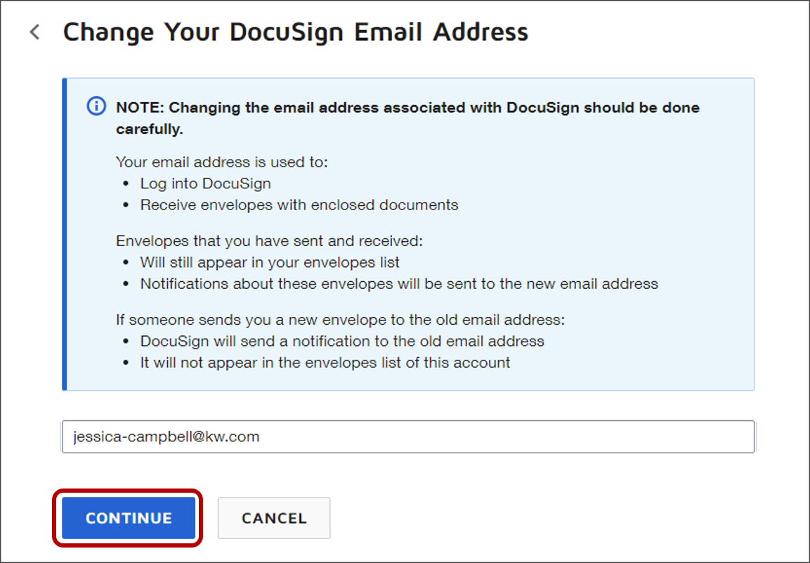 Change Your DocuSign Email Address – KW Answers