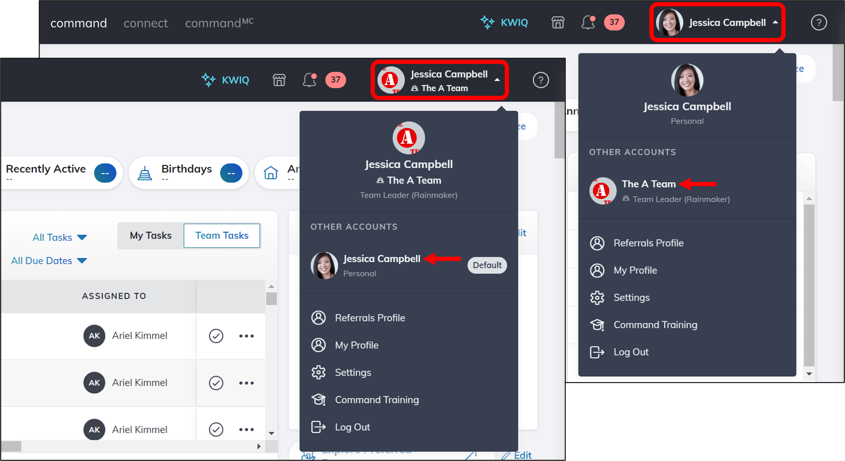 Switch Between Your Personal and Team Command Account (Teams) – KW Answers
