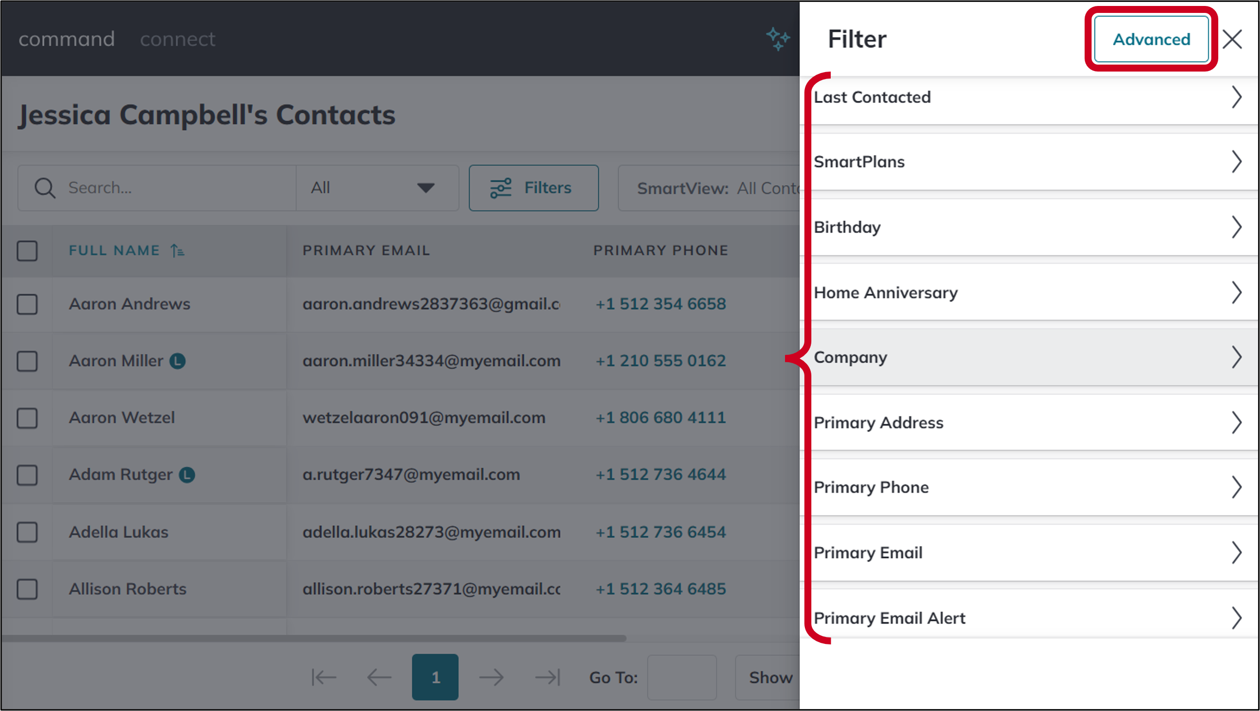 Contacts Filters List and Advanced Filter Options – KW Answers